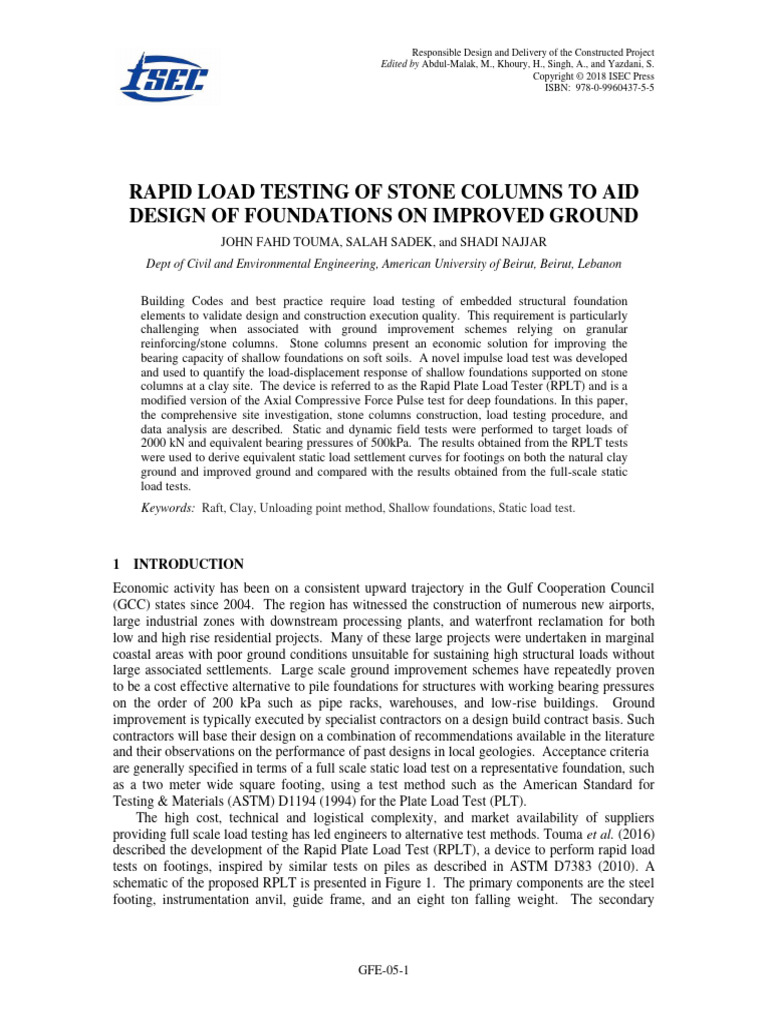 Rapid Load Testing of Stone Columns To A | PDF | Soil Mechanics ...