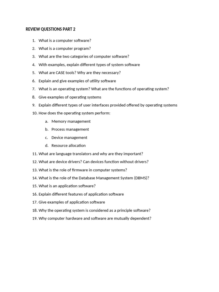 Review Questions Part 2 | PDF