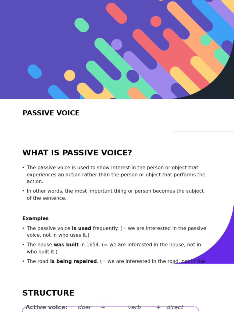 Passive Voice Summary Material | PDF | Verb | Linguistics