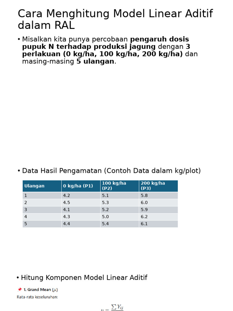 Cara Menghitung Model Linear Aditif Dalam RAL | PDF