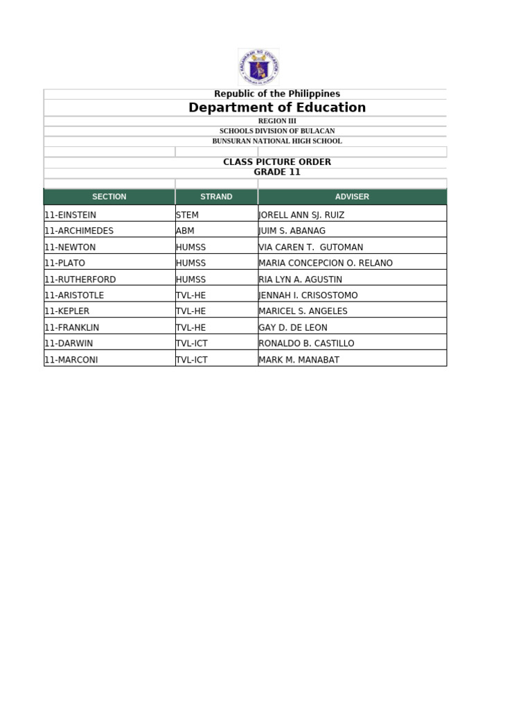 Grade 11-12 Class Picture Orders | PDF