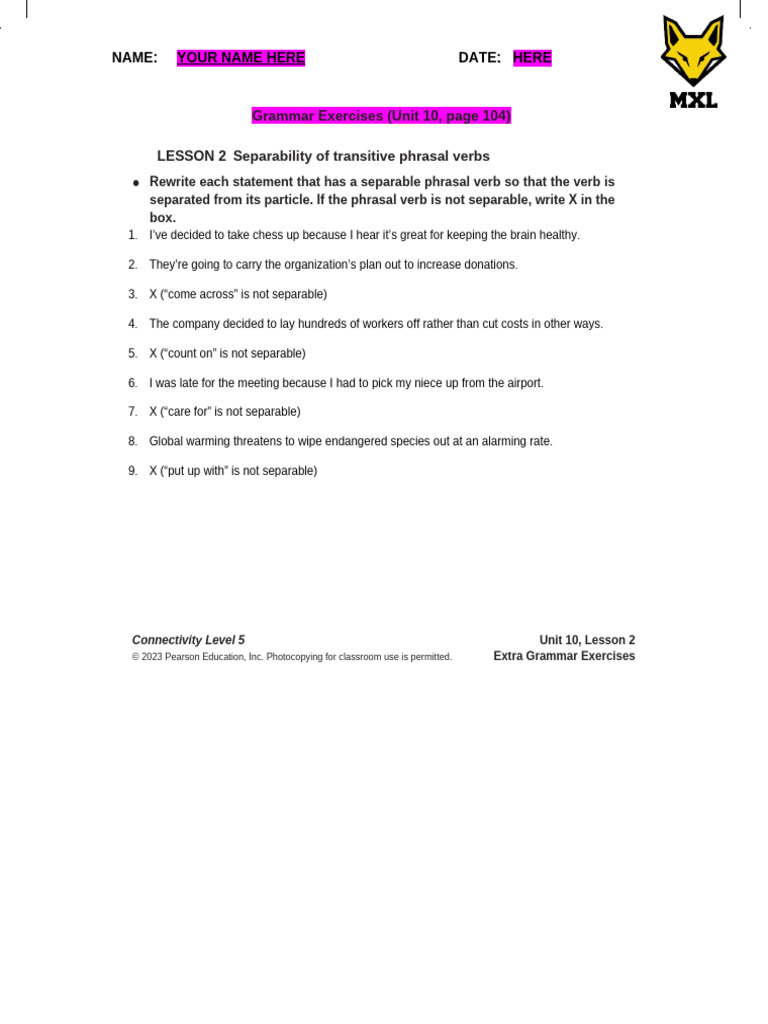 Separability of Transitive Phrasal Verbs | PDF