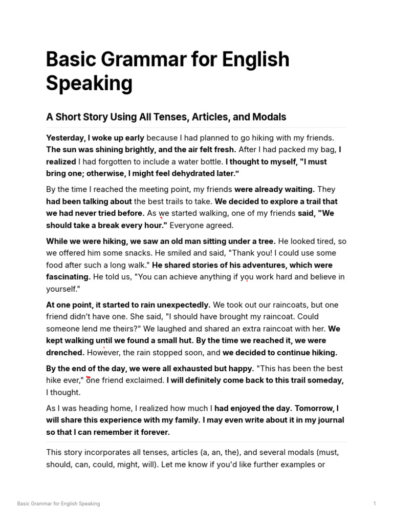 English Grammer Subject, Verb, Article, Modal-1 | PDF | Perfect ...