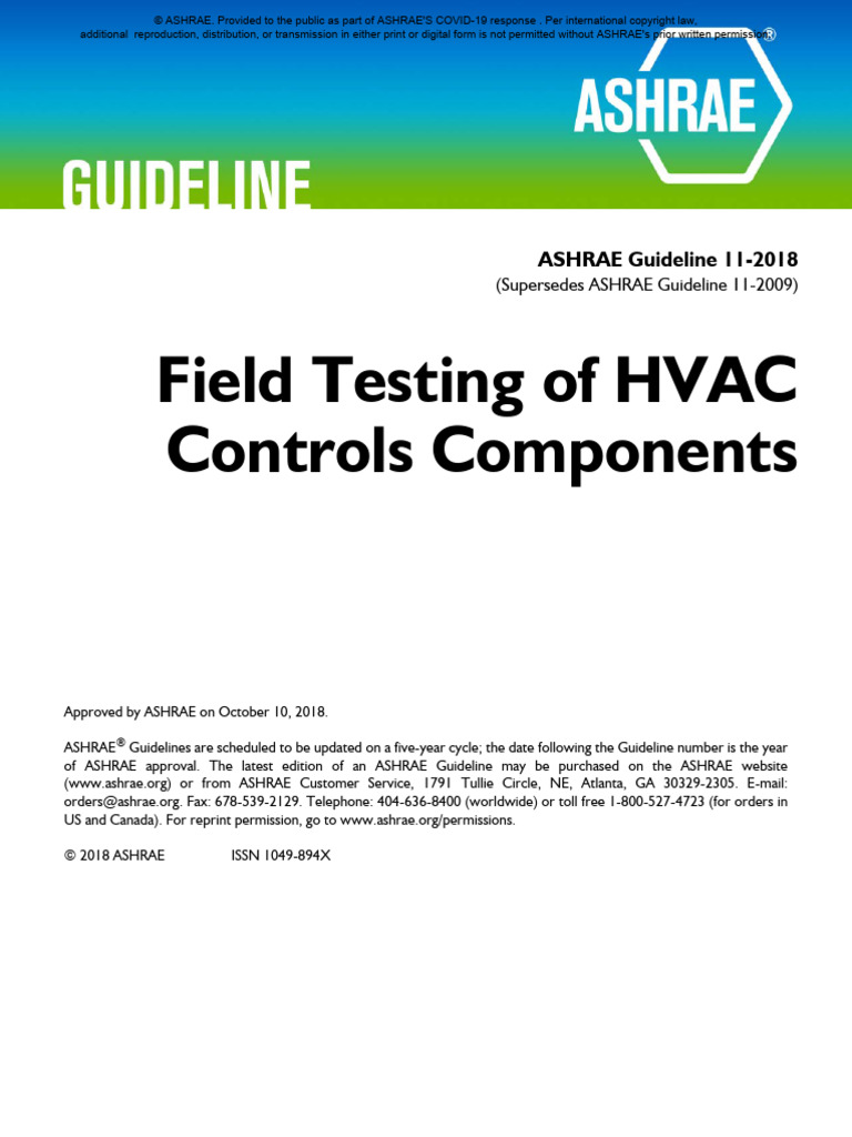 Ashrae Guideline 11 2018 Field Testing Of Hvac Controls Ashrae 2018 Pdf Calibration