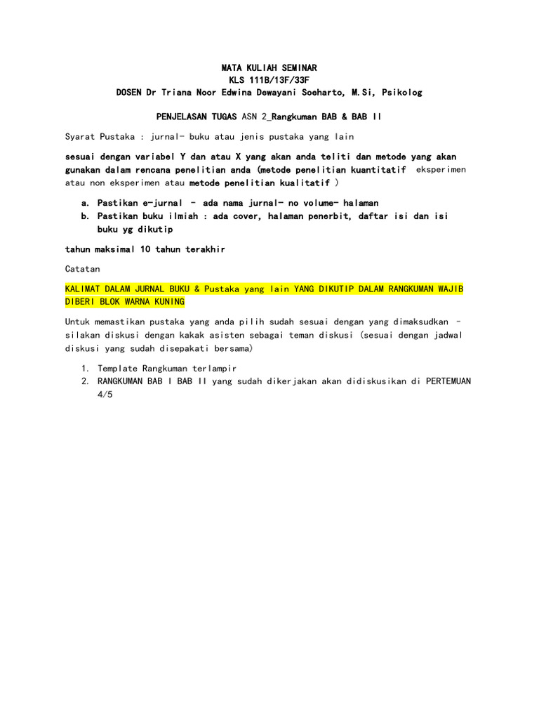 Penjelasan Tugas Asn 2 Seminar | PDF