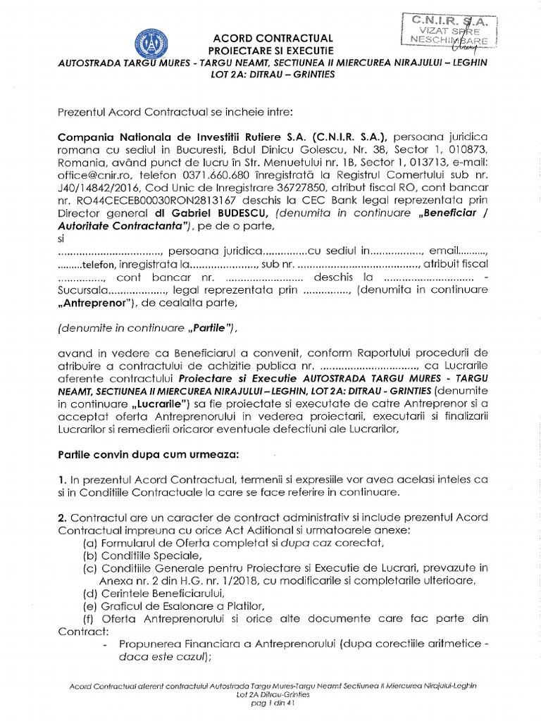 Acord Contractual 2A - Semnat | PDF