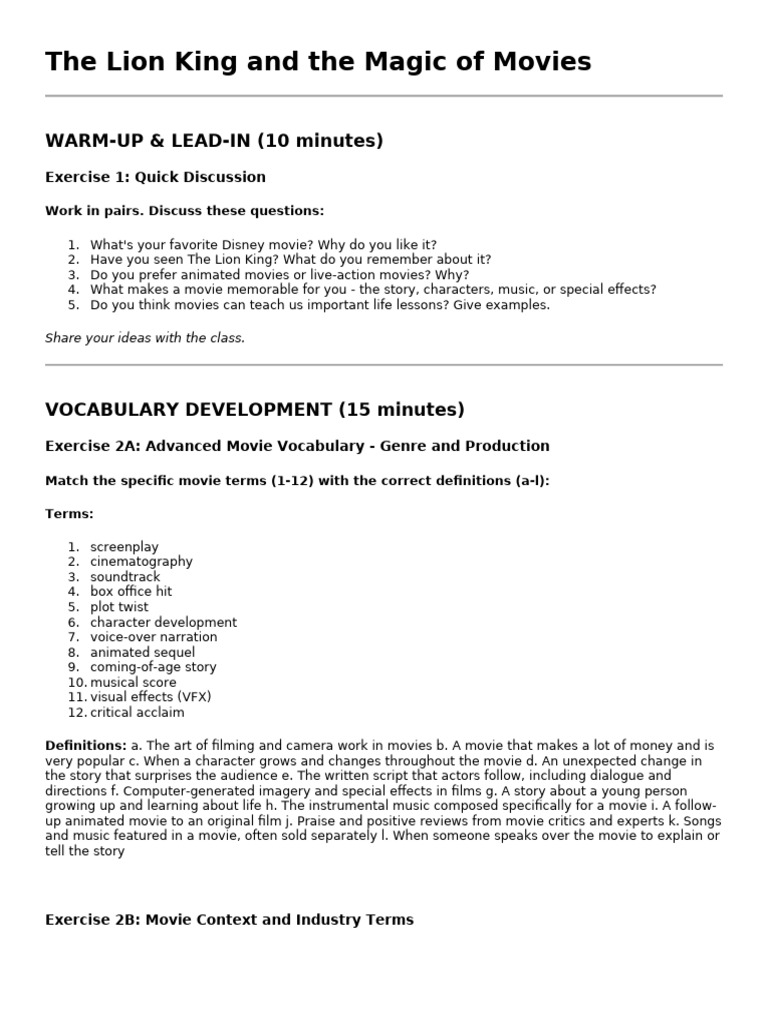 The Lion King and The Magic of Movies | PDF