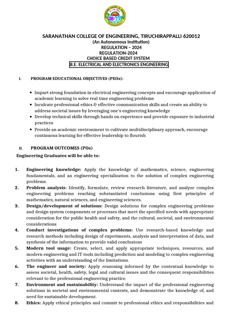 B.E EEE Curriculum & Syllabus | PDF | Waves | Eigenvalues And Eigenvectors