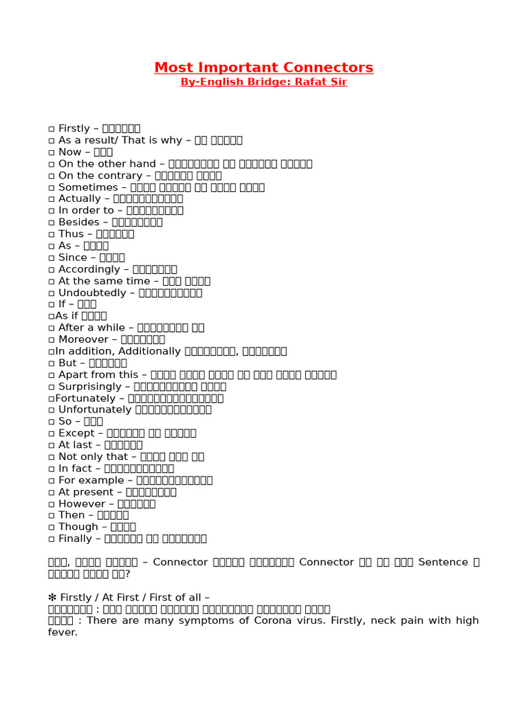 Connectors English Bridge Featured | PDF