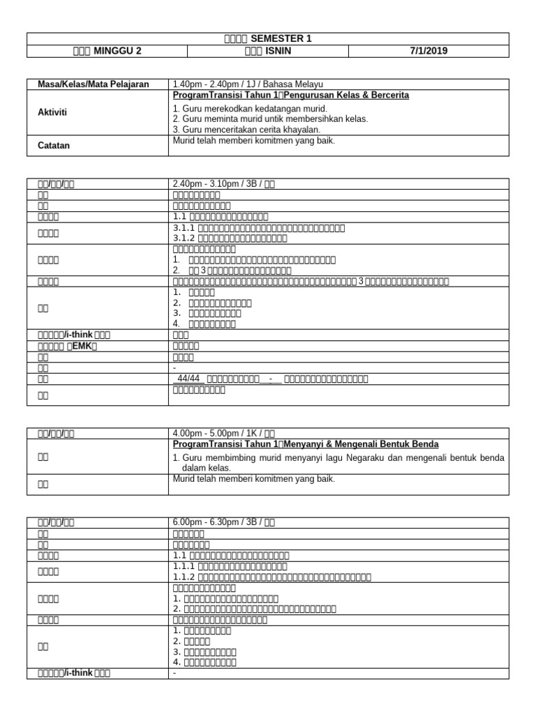 RPH Minggu 2 (Isnin) | PDF