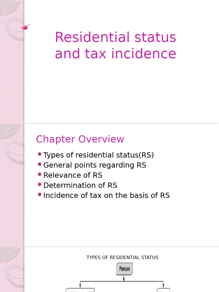 Tax Incidence Based on Residential Status | PDF | Income | Taxes