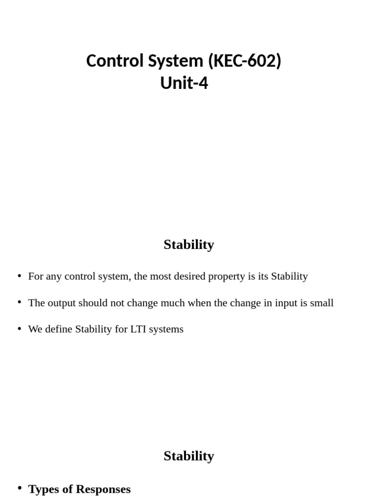 KEC-602 Control System Unit-4 | PDF | Stability Theory | Mathematical Physics
