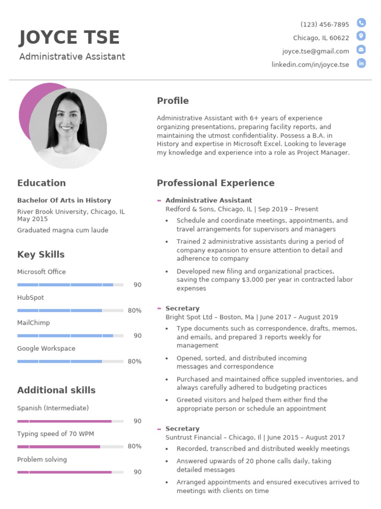 Headshot Photo Resume Template Violet Blue | PDF | Résumé