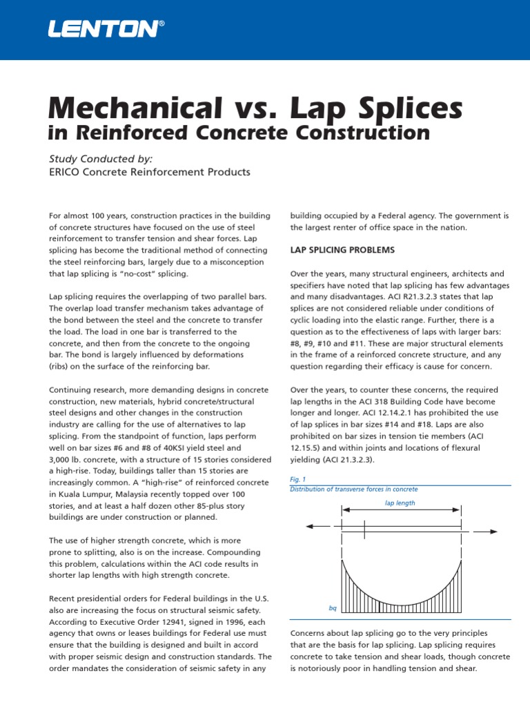 Mechanical vs. Lap Splice | PDF | Reinforced Concrete | Concrete