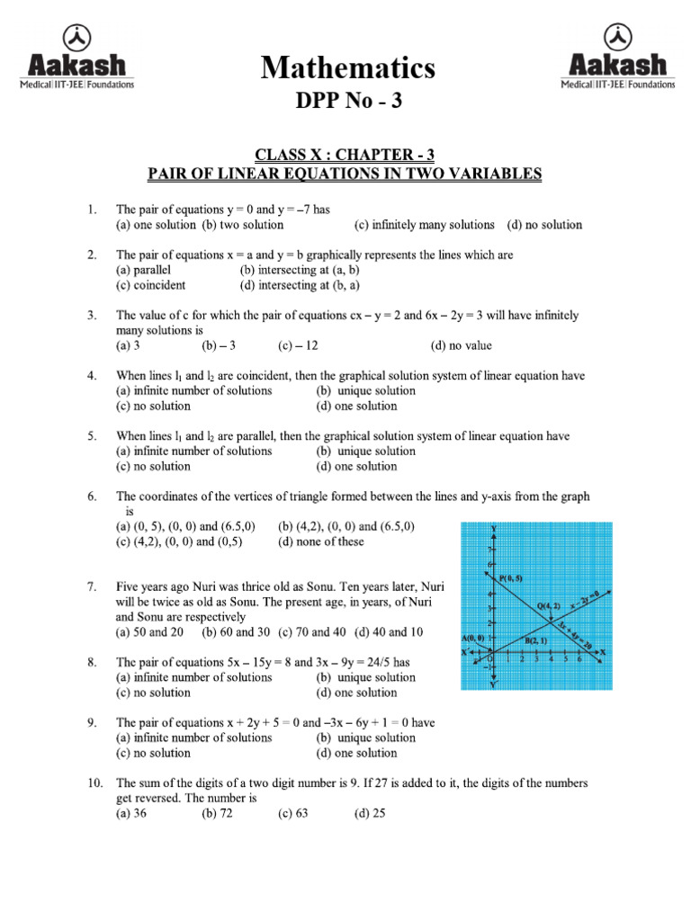 DPP No 3 - (Linear Equations in Two Variables) | PDF