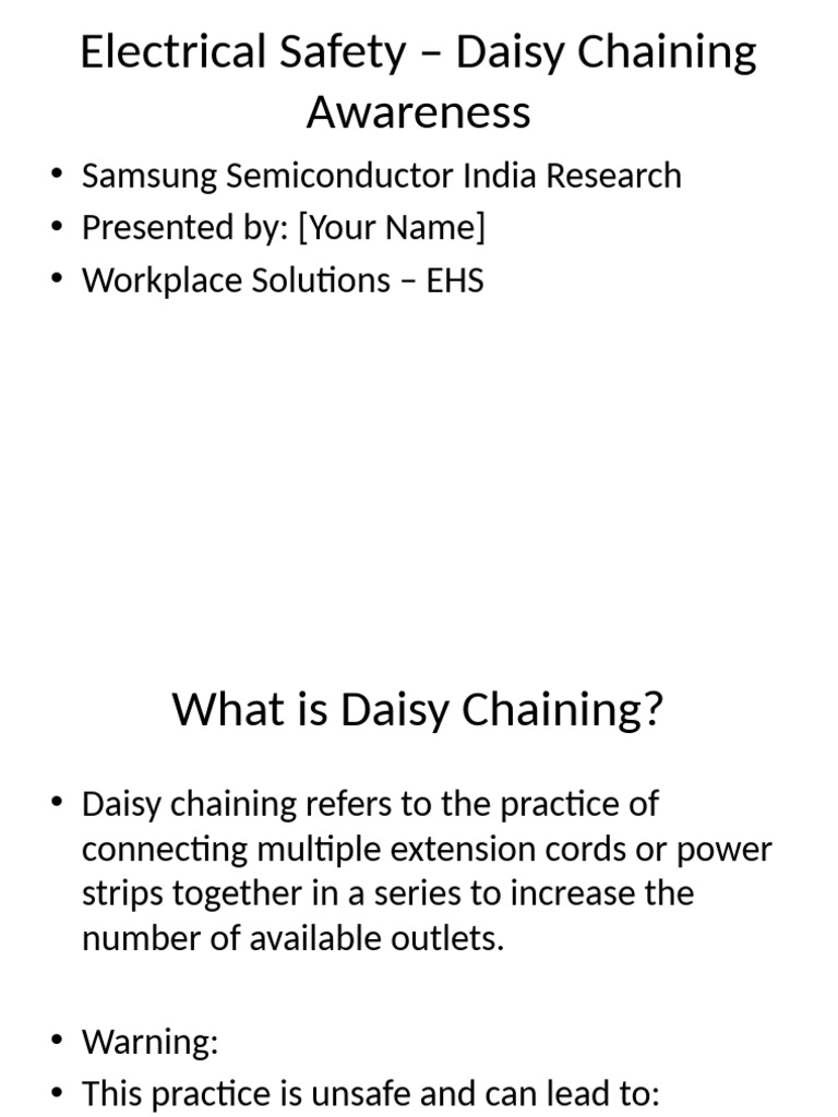 Electrical Safety Daisy Chaining Awareness | PDF