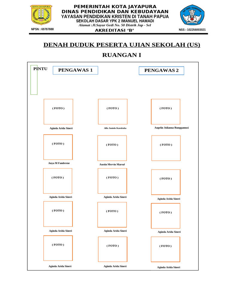 Denah Ujian Sekolah Baru | PDF