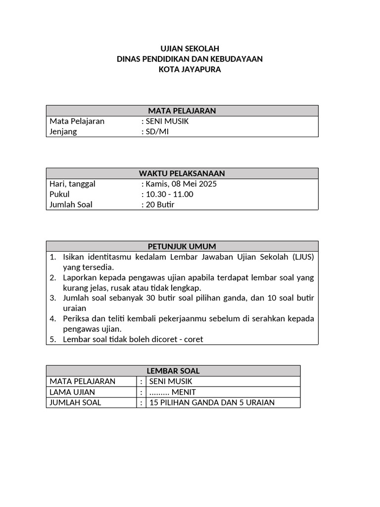 Ujian Sekolah | PDF