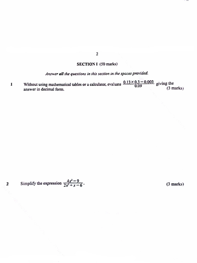 Maths Pp1 Q | PDF