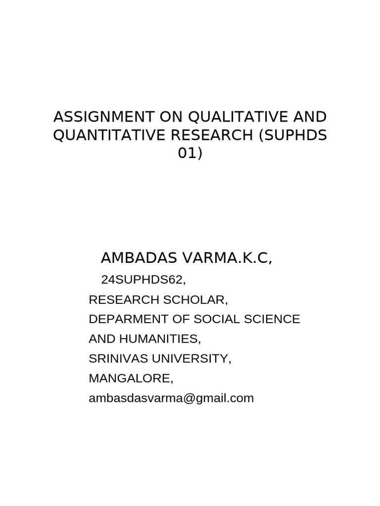 Assignment on Qualitative and Quantitative Research | PDF