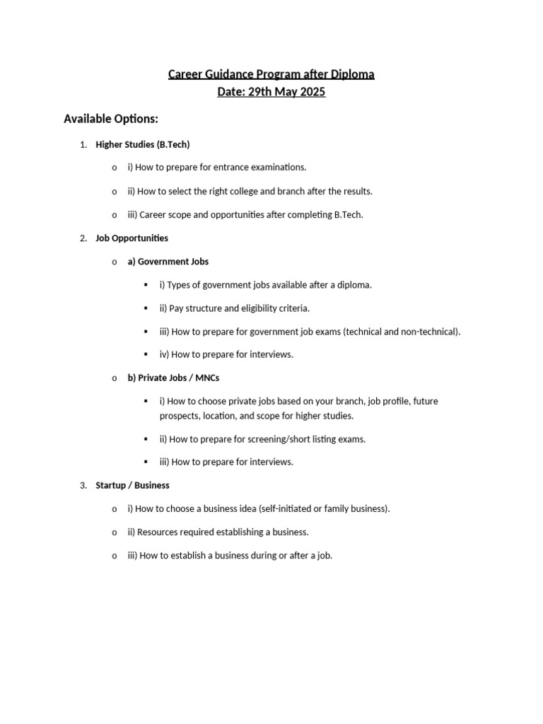 Shedule Carrier Guidance | PDF | Qualifications | Vocational Education