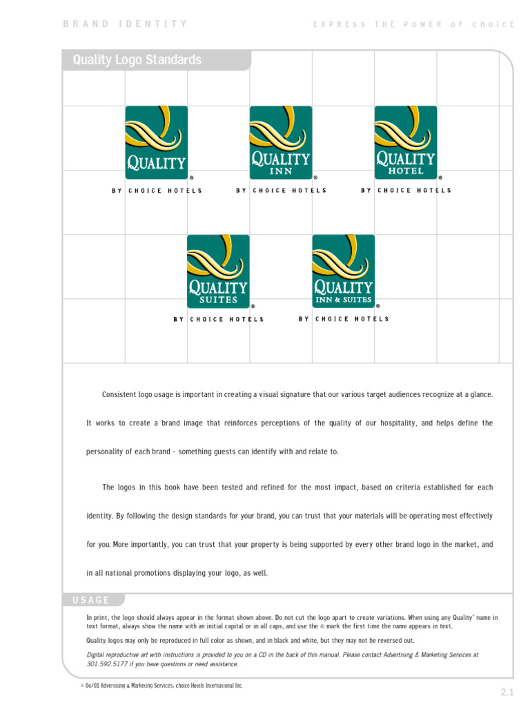 Quality Inn Logo Usage Guidelines | PDF | Logos | Brand