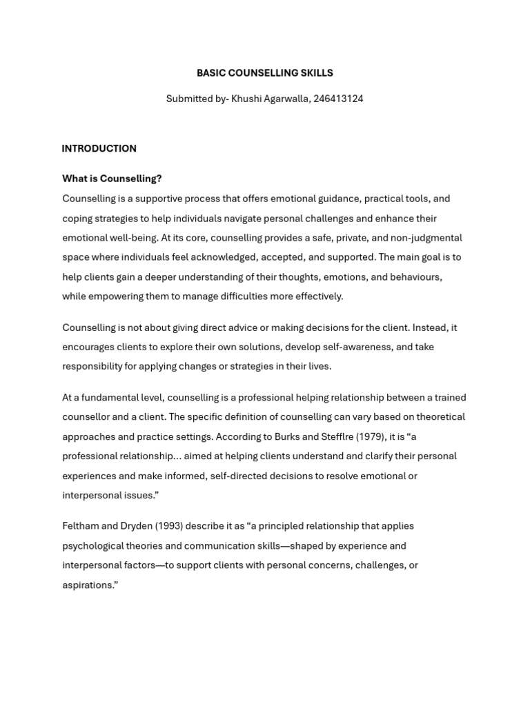 Basic Counseling Skills, 246413124-1 | PDF | Psychotherapy | Counseling ...