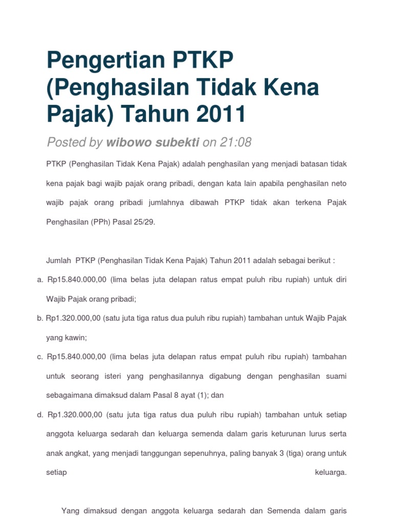 Pengertian PTKP | PDF