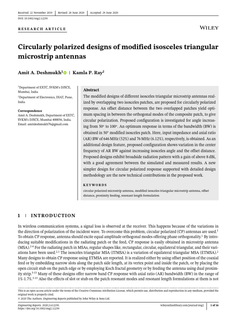 Circularly Polarized Designs of Modified Isosceles | PDF | Antenna ...