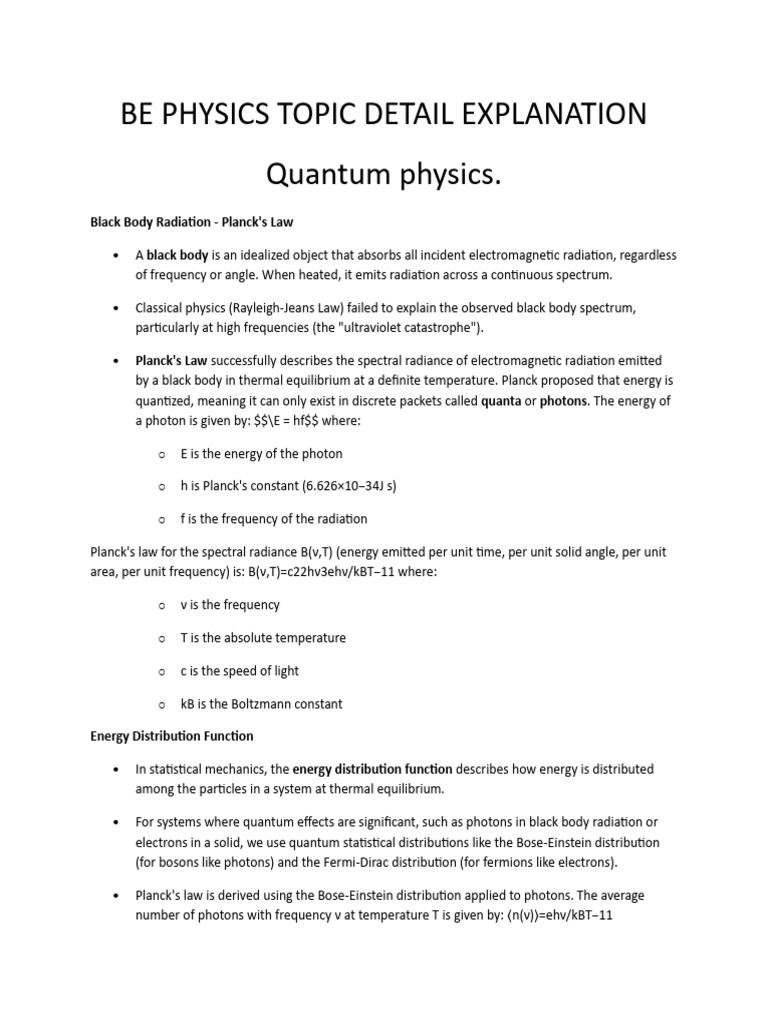 Be Quantam Physics Topic Detail Explanation | PDF | Photon ...