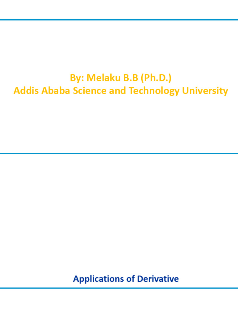 Melaku Application of Derivative | PDF