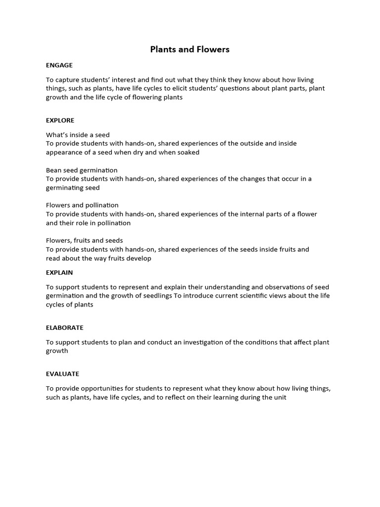 Teaching Plants With 5E Model | PDF | Flowers | Seed