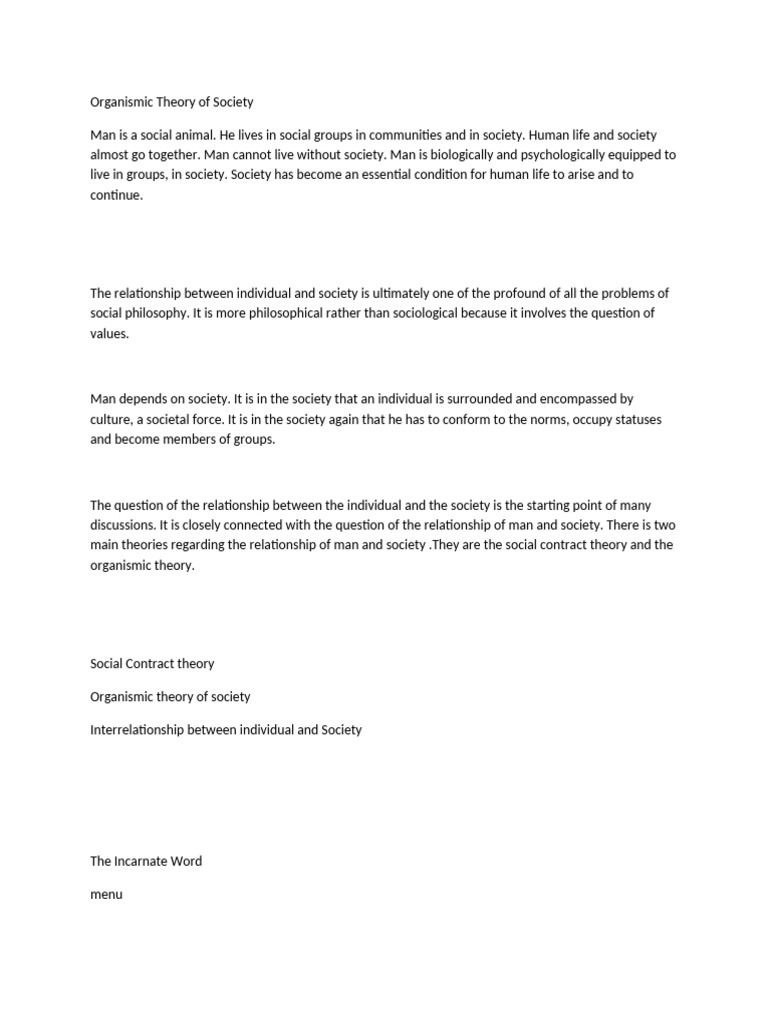 Organismic Theory of Sociology | PDF | Sociology | Natural Selection