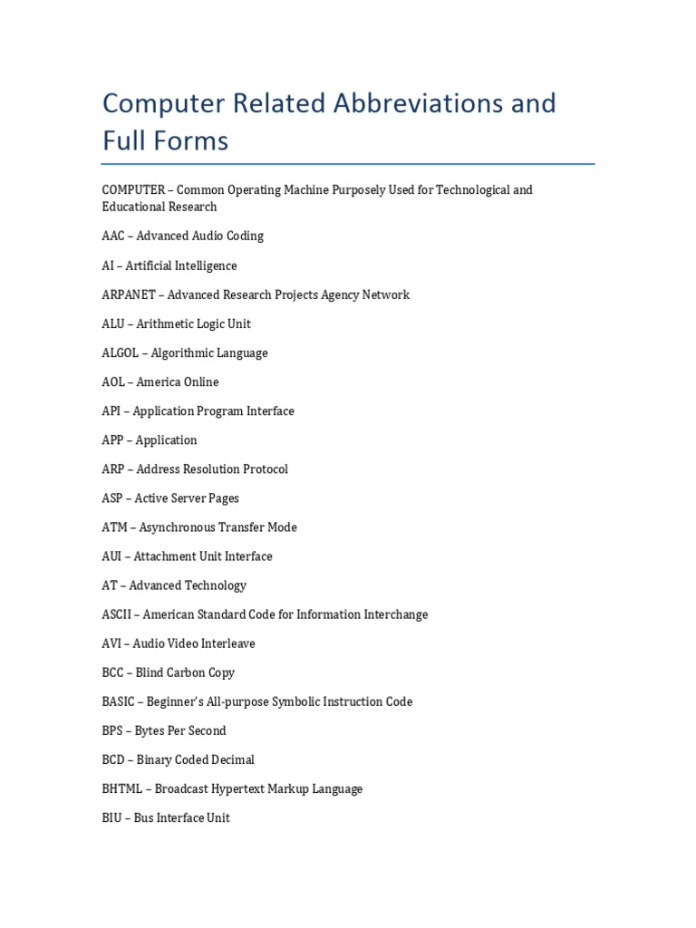 Computer Abbreviations | PDF