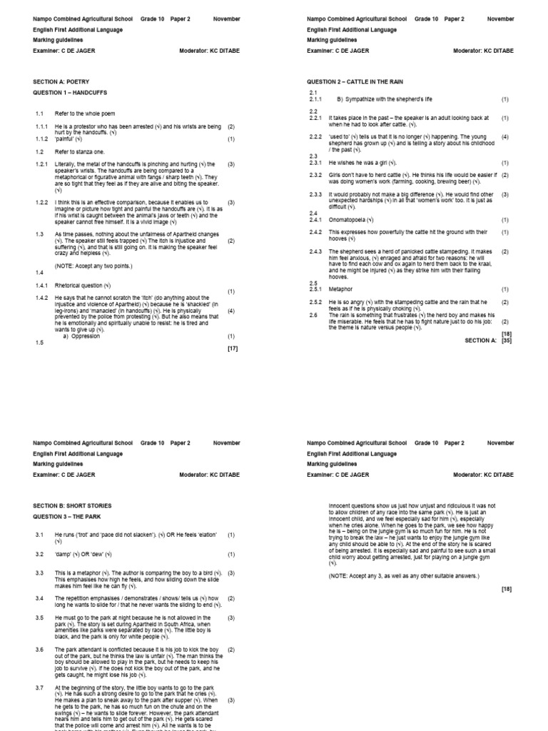 GR 10 P2 - Marking Guidelines | PDF