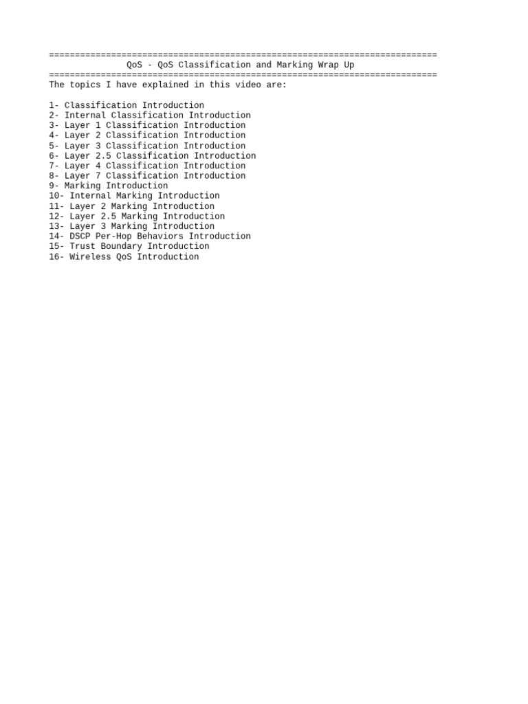 QoS Classification and Marking Wrap Up | PDF
