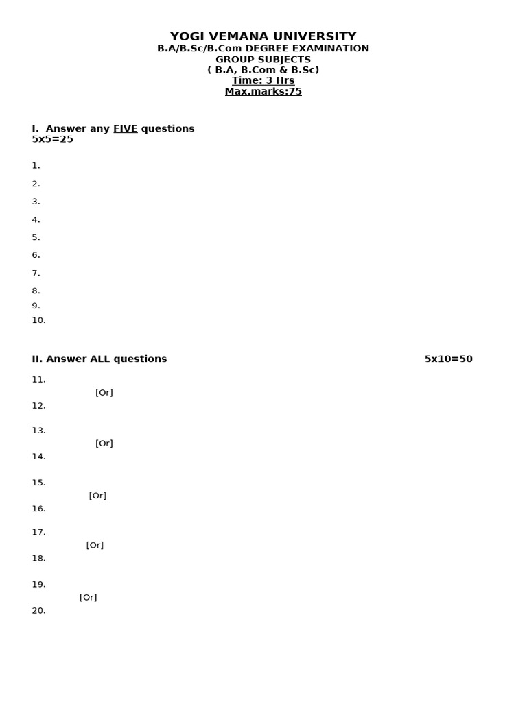 Common For All Group Subjects All Sems | PDF