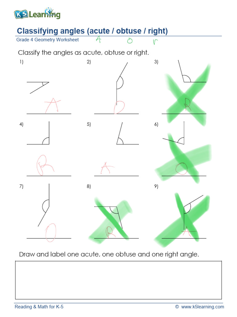 Grade 4 Geometry Classifying Angles A | PDF