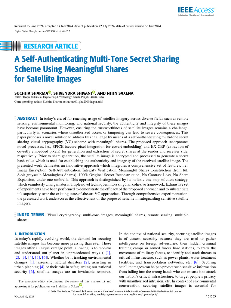 A Self-Authenticating Multi-Tone Secret Sharing Scheme Using Meaningful Shares For Satellite ...