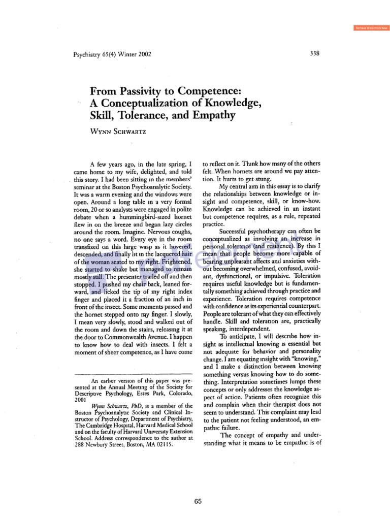 Schwartz (2002) From Passivity To Competence - A Conceptualization of Knowledge, Skill ...