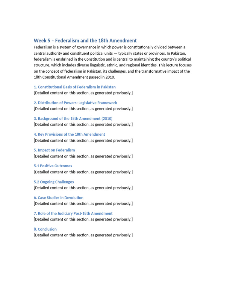 Week 5 Federalism and 18th Amendment Recreated | PDF
