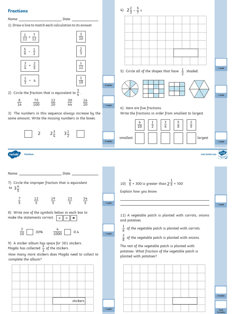 Year 6 Sats Practice Questions Fractions - Ver - 2 | PDF | Mathematics ...