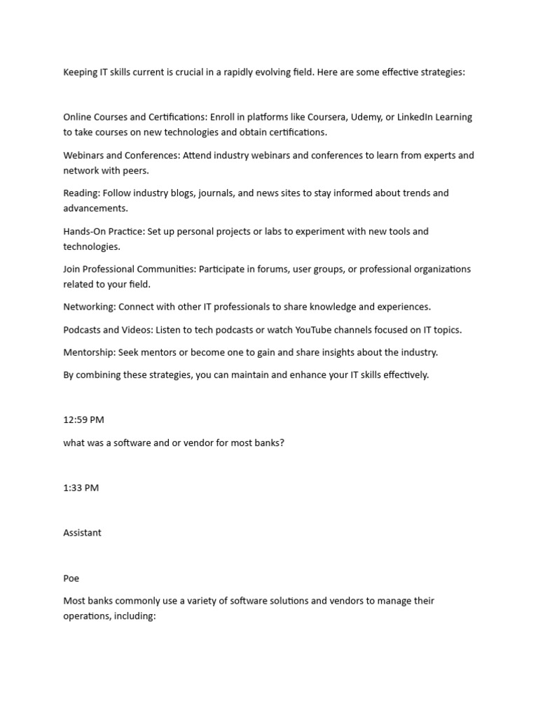 Strategies for IT Skill Enhancement | PDF | Databases | Software ...