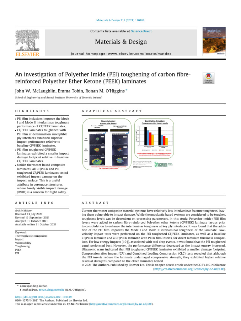 PEI Toughening in CF/PEEK Laminates | PDF | Fracture | Composite Material