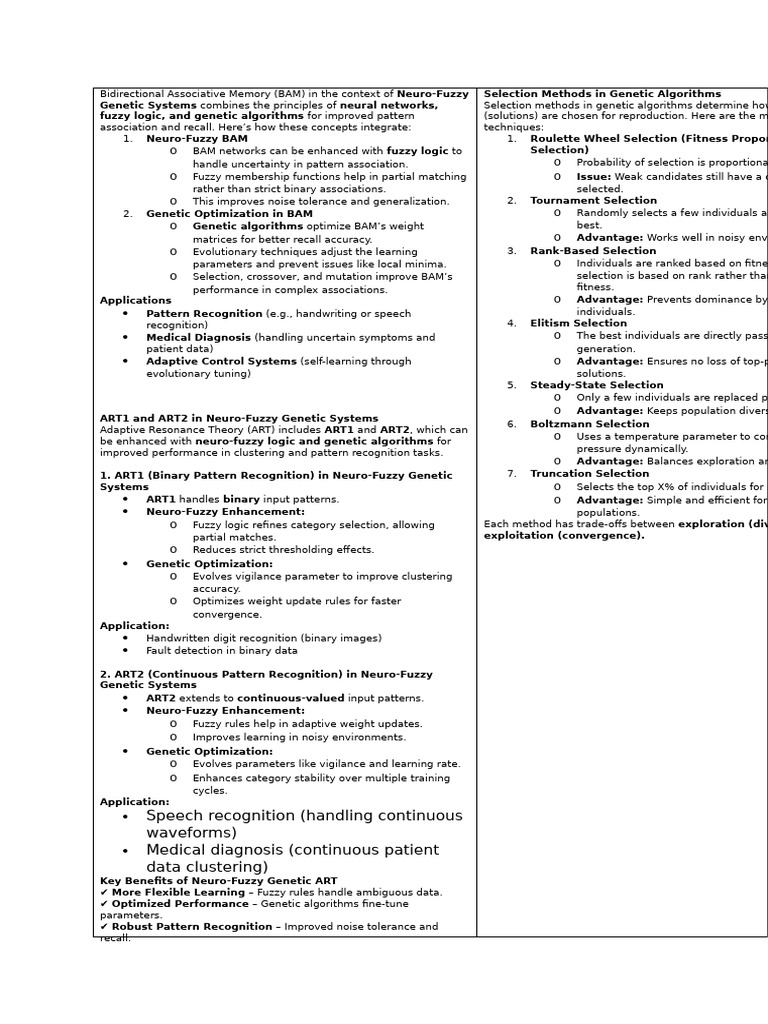 Bidirectional Associative Memory | PDF | Genetic Algorithm | Fuzzy Logic