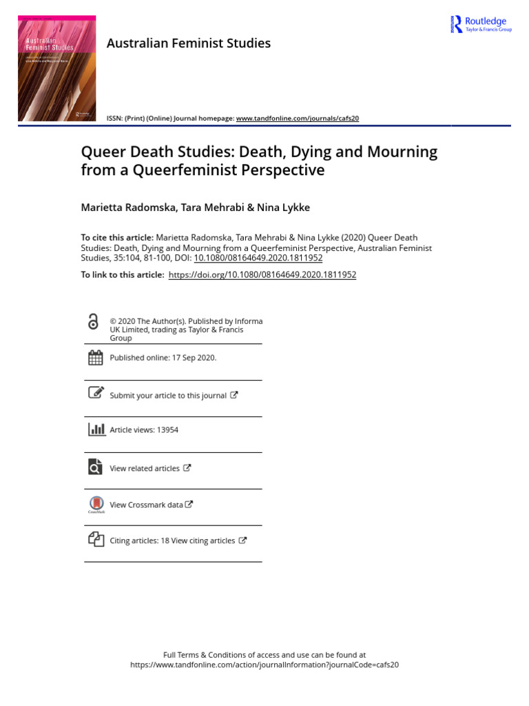 Queer Death Studies Death Dying and Mourning From A Queerfeminist ...