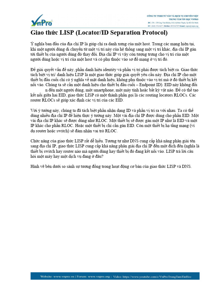 VnPro - Giao TH C LISP (Locator ID Separation Protocol) | PDF