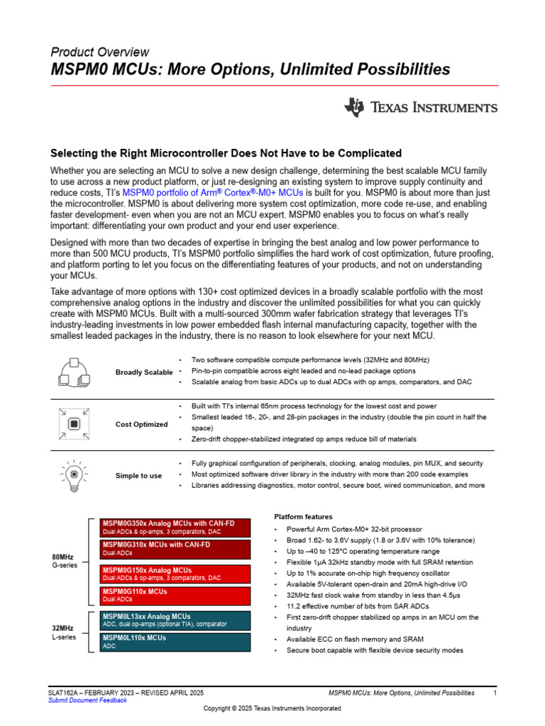 MSPM0 MCUs: Cost-Effective Solutions | PDF | Microcontroller | Analog ...