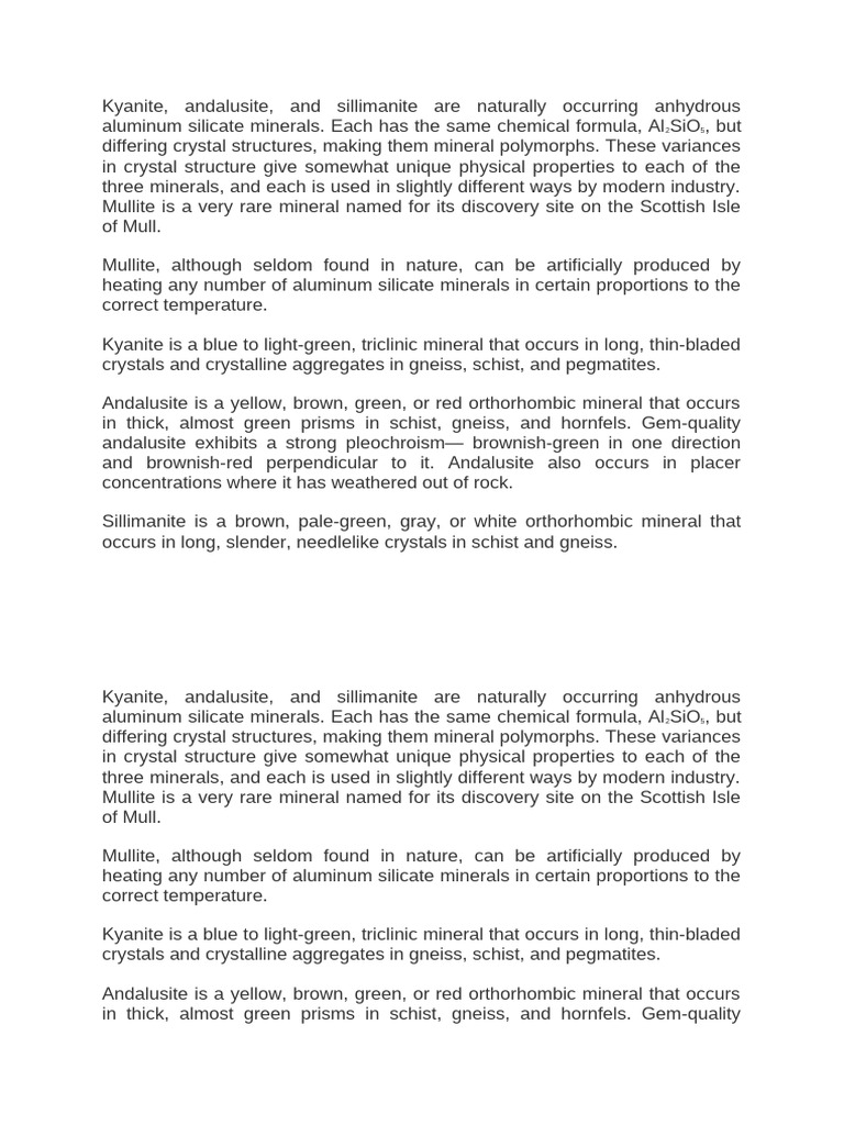 Different Types of Clay Refractory | PDF | Refractory | Minerals