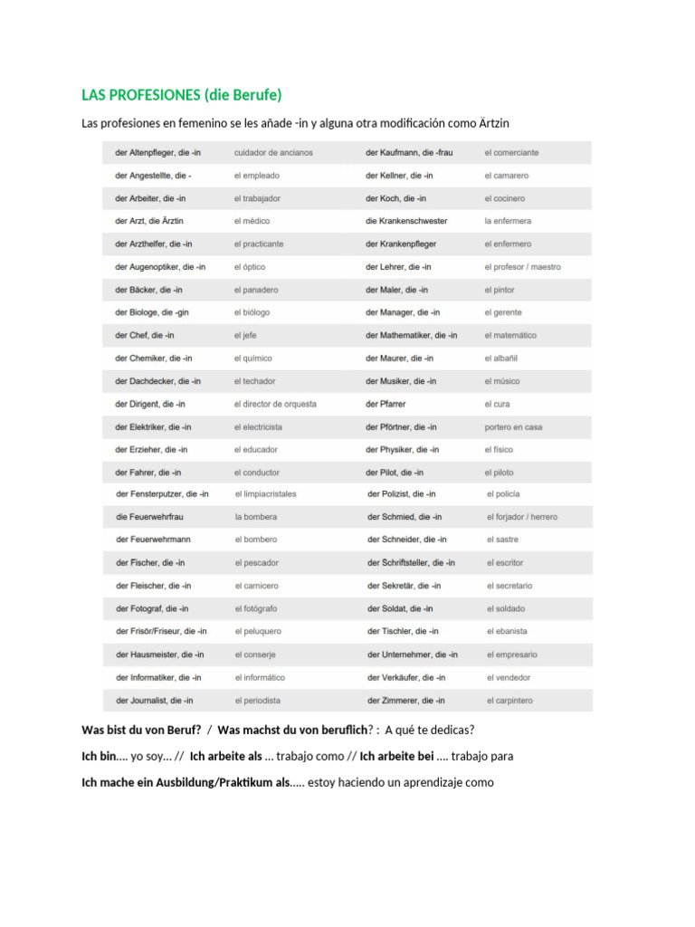 Las Profesiones | PDF